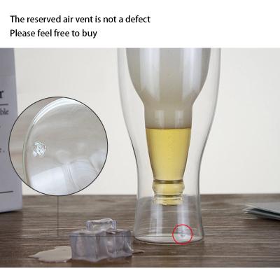 Cina 300ml che modella la doppia tazza del vetro borosilicato della birra in vendita