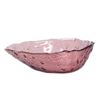 Cina ciotola su misura spessa di 4mm Logo Drip Shaped Glass Salad in vendita