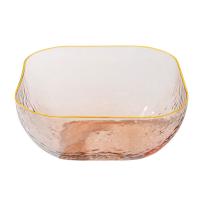China Transparent Square Phnom Penh Pink Glass Tableware for sale