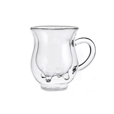 Cina tazza doppia fatta a mano del vetro borosilicato 200ml in vendita
