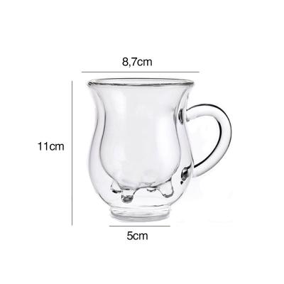 Cina tazza doppia fatta a mano del vetro borosilicato 200ml in vendita