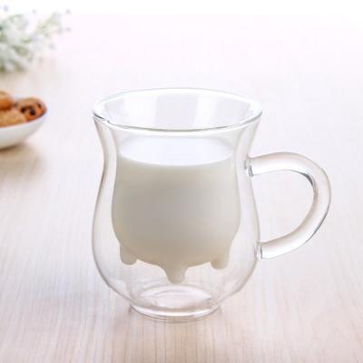 Cina tazza doppia fatta a mano del vetro borosilicato 200ml in vendita