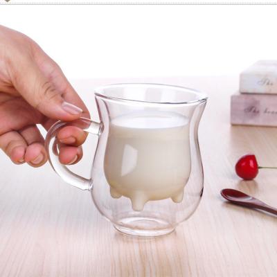 Cina tazza doppia fatta a mano del vetro borosilicato 200ml in vendita