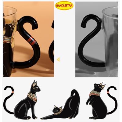 Cina Tazza nera di Cat Heat Resistant Borosilicate Glass con la maniglia in vendita