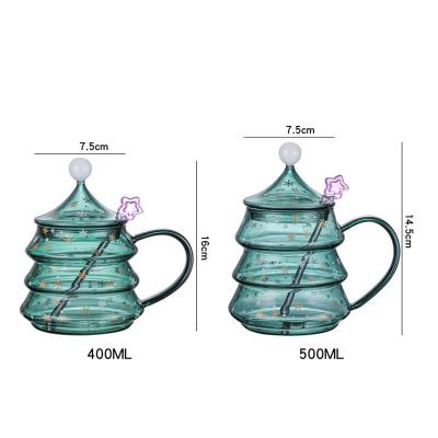 Cina tazza a forma di del vetro borosilicato dell'albero di Natale di verde 500ml in vendita