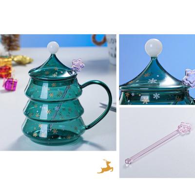 Cina tazza a forma di del vetro borosilicato dell'albero di Natale di verde 500ml in vendita