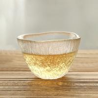 China Lead Free 100ml Clear Retro Tree Pattern Glass Teacup for sale