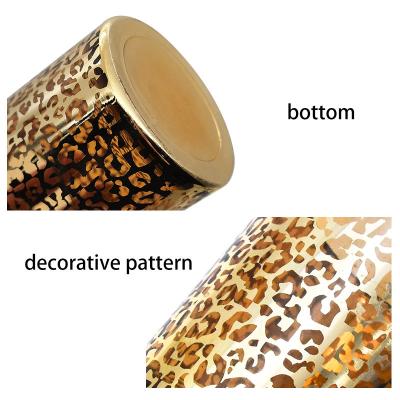 Cina Altezza di vetro senza piombo della tazza 10cm della candela della stampa del leopardo dell'oro in vendita