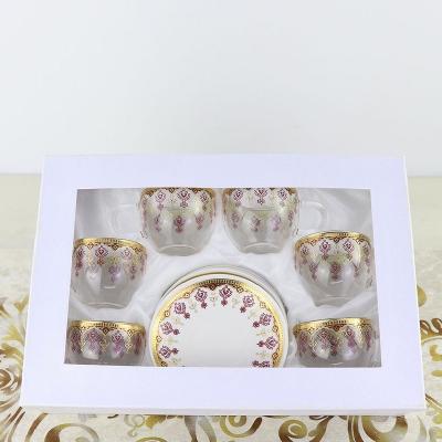 Cina Tazza da the di vetro di vetro del retro albero della tazza e del piattino dell'OEM 100ml in vendita