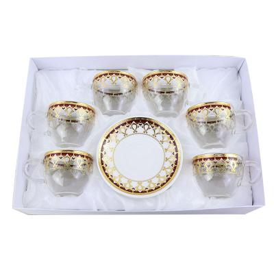 Cina Tazza da the di vetro di vetro del retro albero della tazza e del piattino dell'OEM 100ml in vendita