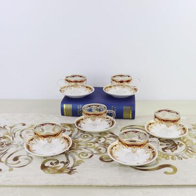 Cina Tazza da the di vetro di vetro del retro albero della tazza e del piattino dell'OEM 100ml in vendita