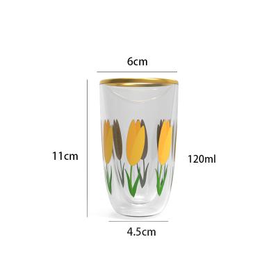 Cina Alta tazza di vetro 120ml di doppio strato della decalcomania della radura del borosilicato in vendita