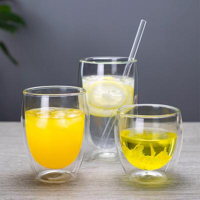 Cina Tazza di tè di vetro del chiaro doppio strato del borosilicato 250ml 350ml 450ml in vendita