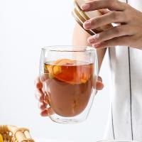 China Clear Borosilicate Double Wall Glass Tea Cup 250ml 350ml 450ml for sale