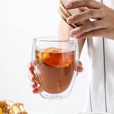 Cina Tazza di tè di vetro del chiaro doppio strato del borosilicato 250ml 350ml 450ml in vendita