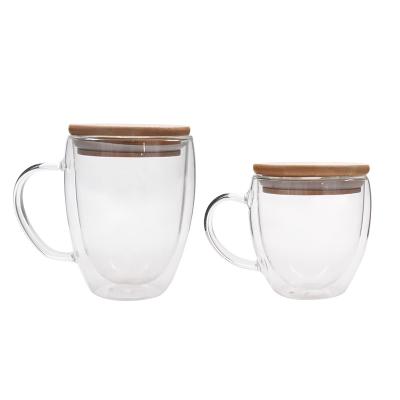 Cina L'alto doppio del vetro borosilicato ha isolato le tazze di caffè con le maniglie in vendita
