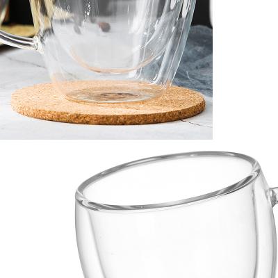 China O dobro alto do vidro de Borosilicate isolou copos de café com punhos à venda