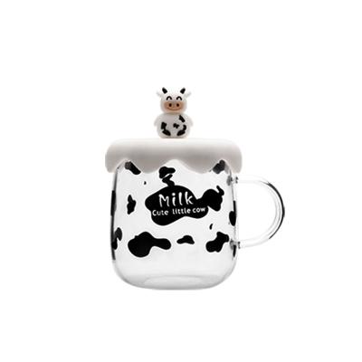 Cina Tazze di vetro personali bianche creative del latte 400ml del CE dello SGS LFGB con il coperchio in vendita