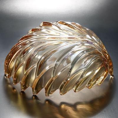 China FDA SGS-Weinlese-Amber Luxury Glass Fruit Bowl-Blatt formte europäische Art zu verkaufen