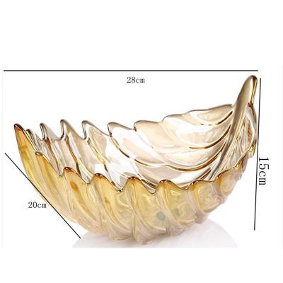 China FDA SGS-Weinlese-Amber Luxury Glass Fruit Bowl-Blatt formte europäische Art zu verkaufen