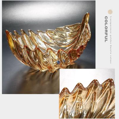 China FDA SGS-Weinlese-Amber Luxury Glass Fruit Bowl-Blatt formte europäische Art zu verkaufen