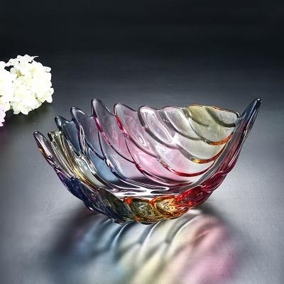 China FDA SGS-Weinlese-Amber Luxury Glass Fruit Bowl-Blatt formte europäische Art zu verkaufen