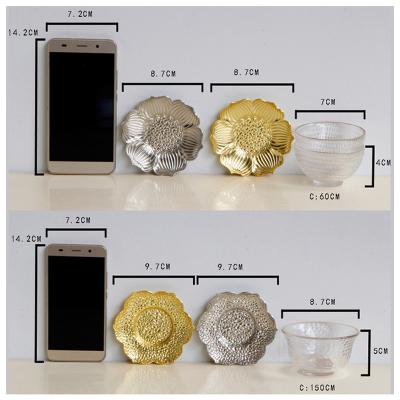 China Lotus Base Hammer Pattern Transparent-de Koppen Gouden Zilveren Kleur van de Glasthee Te koop