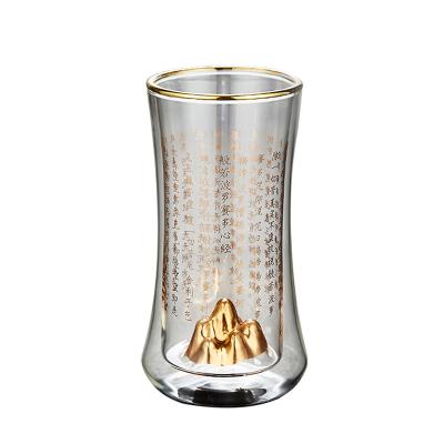 Cina Montagne e tazza termoresistente fine decorativa del vetro borosilicato di scripture dei fiumi alta in vendita