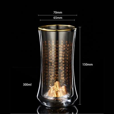 Cina Montagne e tazza termoresistente fine decorativa del vetro borosilicato di scripture dei fiumi alta in vendita