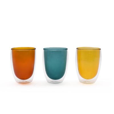Cina Tazza di vetro delicata di Pyrex doppia colorata per la prima colazione domestica in vendita