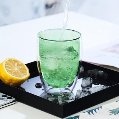 Cina Tazza di vetro delicata di Pyrex doppia colorata per la prima colazione domestica in vendita