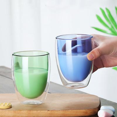 Cina Tazza di vetro delicata di Pyrex doppia colorata per la prima colazione domestica in vendita