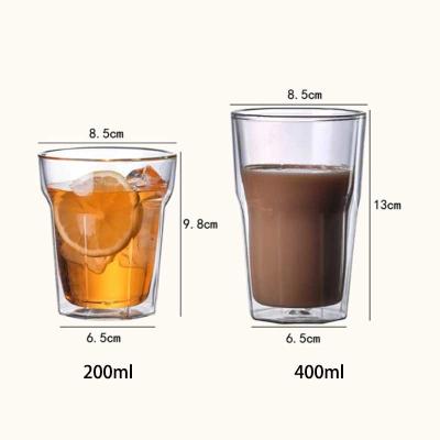 Cina Tazza trasparente 200ml 400ml del doppio del vetro borosilicato per Juice Tea Milk in vendita