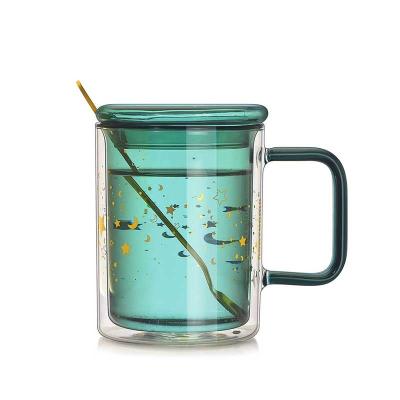 Cina Il borosilicato di verde della stella ha personalizzato il doppio strato della tazza di vetro in vendita