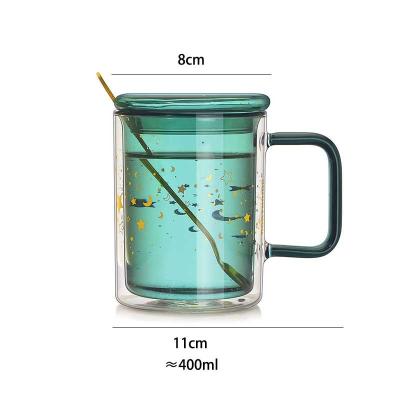 Cina Il borosilicato di verde della stella ha personalizzato il doppio strato della tazza di vetro in vendita