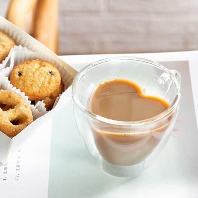 Cina Tazza doppia 180ml a forma di cuore 240ml del vetro borosilicato in vendita