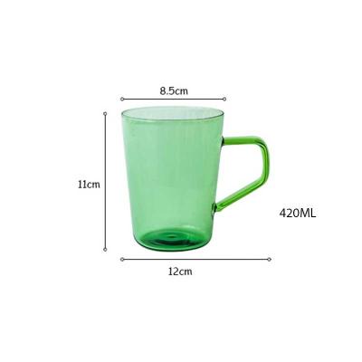 Cina Estate Amber High Borosilicate Glass Cup verde 420ml con la maniglia in vendita