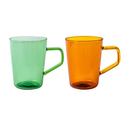 Cina Estate Amber High Borosilicate Glass Cup verde 420ml con la maniglia in vendita