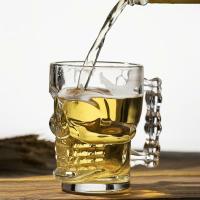 China Creative Skull Shape 500ml Personalized Glass Cup Borosilicate for sale