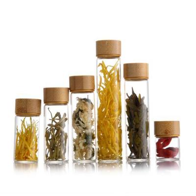Cina Piccola bottiglia di vetro borosilicato di vendita della bottiglia calda di Mini Bamboo Lid Glass Packaging in vendita
