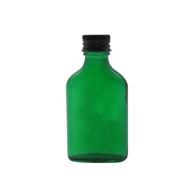 Cina Bottiglia cosmetica verde scuro piana di vetro dell'olio essenziale del coperchio a vite delle bottiglie di vetro 50ml in vendita