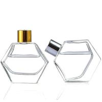 China 80ml Empty Hexagonal Glass Reed Diffuser Clear Glass Aroma Bottle for sale