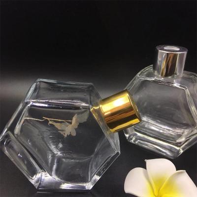 中国 80ml空の六角形ガラスのReedの拡散器の明確なガラス香りのびん 販売のため