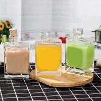 China Flat Square Glass Beverage Bottles 280ml With Customized Logo for sale