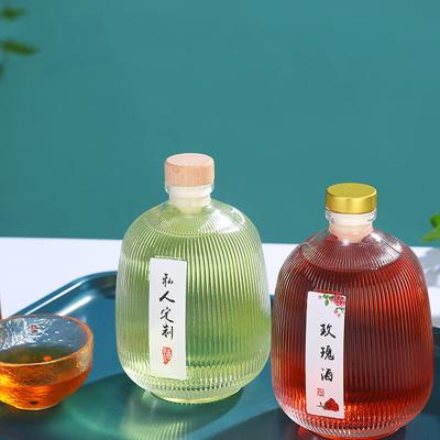 中国 縦縞のコルクが付いている空のガラス ワイン・ボトル375ml 500mlのプラム ワイン・ボトル 販売のため