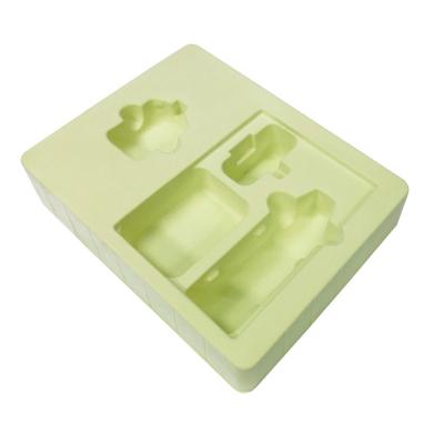 China Custom Green Flocked PET Tray for Luxury Skincare Packaging for sale