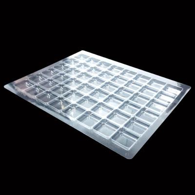 China Custom 48-Cell Food Grade Clear PET Blister Tray for Secure Chocolate Packaging for sale