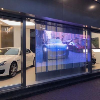 China IP65 Aluminium doorzichtig LED-scherm met 1R1G1B en 3840 Hz vernieuwingsfrequentie Te koop