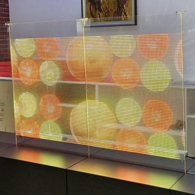 Cina Display a pellicola LED trasparente adesivo ultraleggero per finestre in vetro flessibile appiccicoso Pellicola per pannelli LED Schermo in cristallo Trasparente in vendita