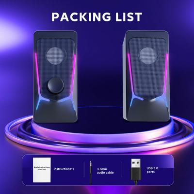 China CO707 Gaming RGB Desktop Speakers 2.0 Channel USB Powered Stereo for Computer Desktop for sale